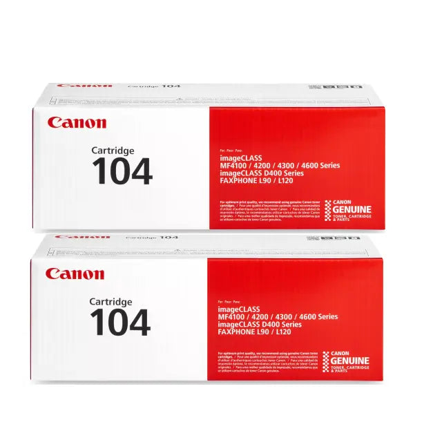 Canon 104 Black Toner Cartridge, Standard Yield, 2-Pack
