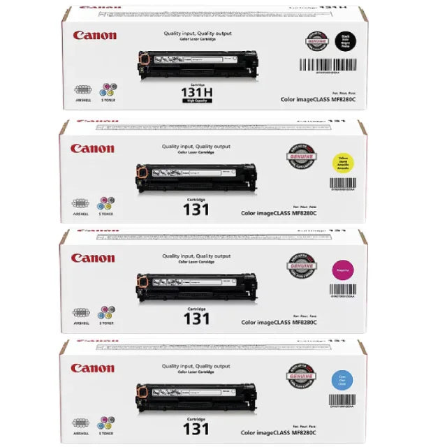 Canon 131 Black/Cyan/Magenta/Yellow Standard Yield Toner Cartridge, 4/