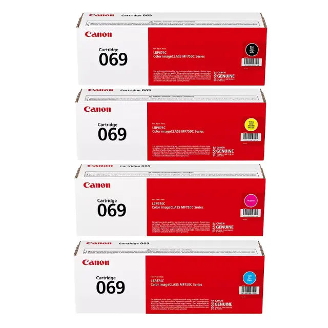 Canon 069 black cyan magenta yellow toner cartridges 4-pack